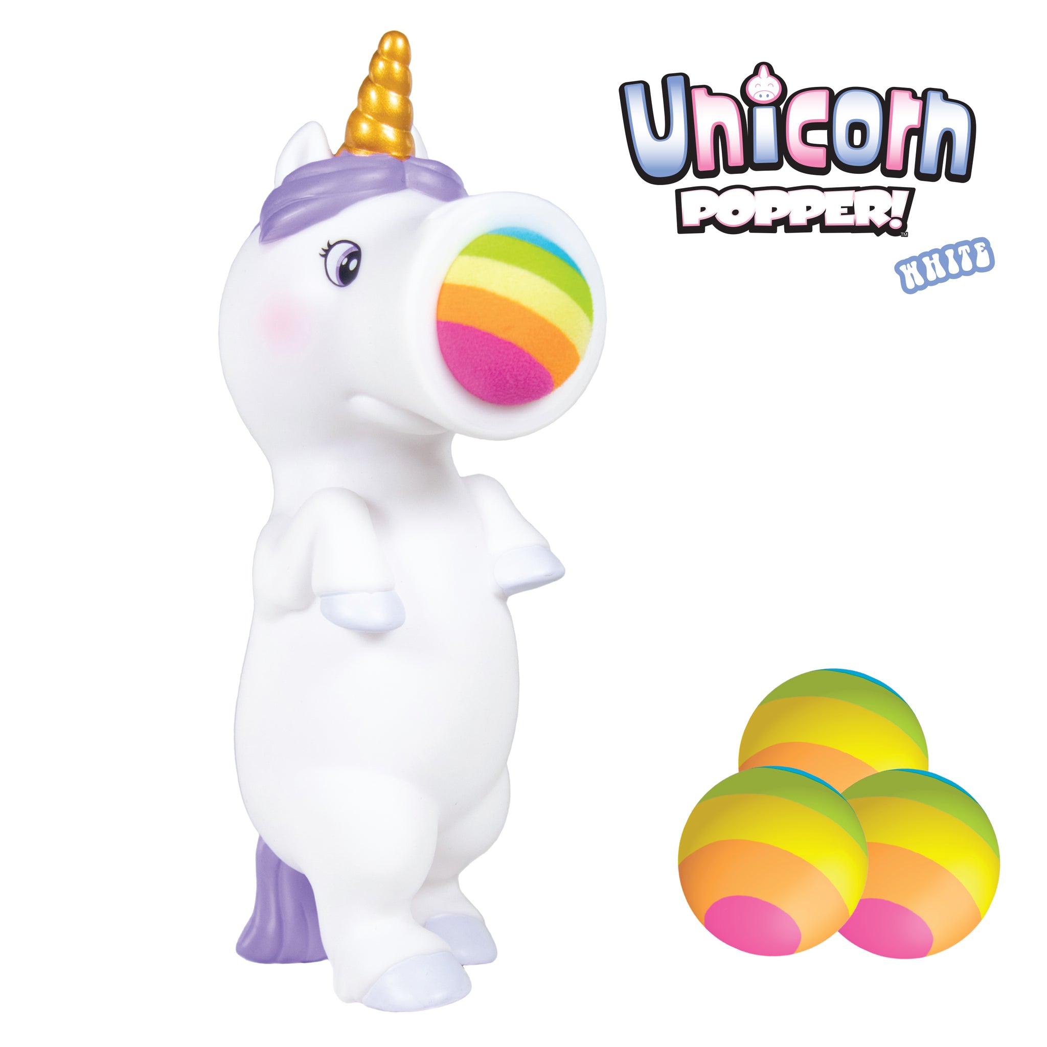 Unicorn White Squeeze Popper – University Games